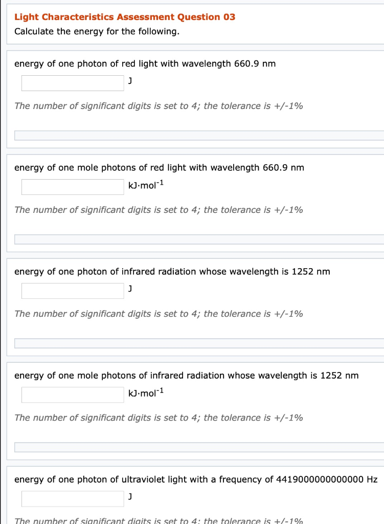 Solved Light Characteristics Assessment Question 03 | Chegg.com