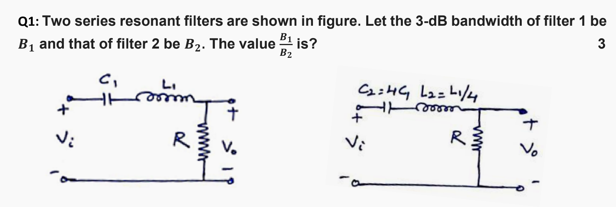 Solved Q1: Two series resonant filters are shown in figure. | Chegg.com