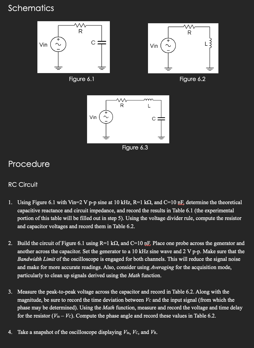 Solved Schematics R M R + HE Vin C Vin L Figure 6.1 Figure | Chegg.com