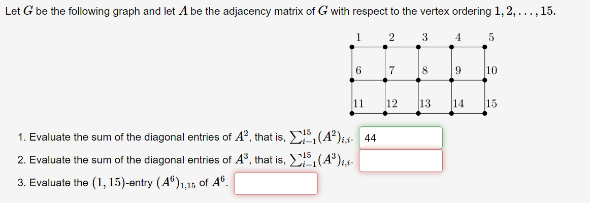 Solved Let G be the following graph and let A be the | Chegg.com