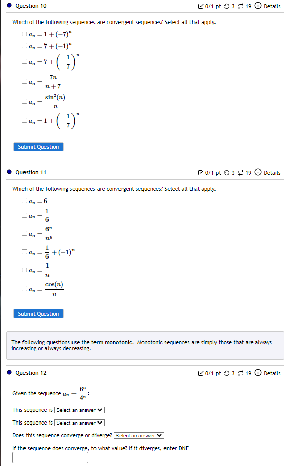 Solved Which of the following sequences are convergent | Chegg.com