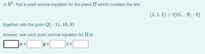 Solved In R3, find a point normal equation for the plane II | Chegg.com