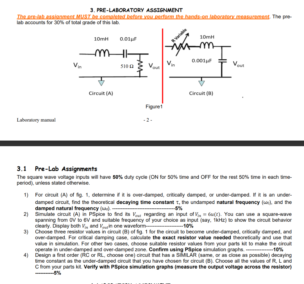 Solved 3.1 Pre-Lab Assignments The square wave voltage | Chegg.com