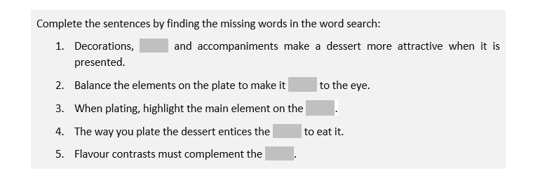 Solved Complete the sentences by finding the missing words | Chegg.com