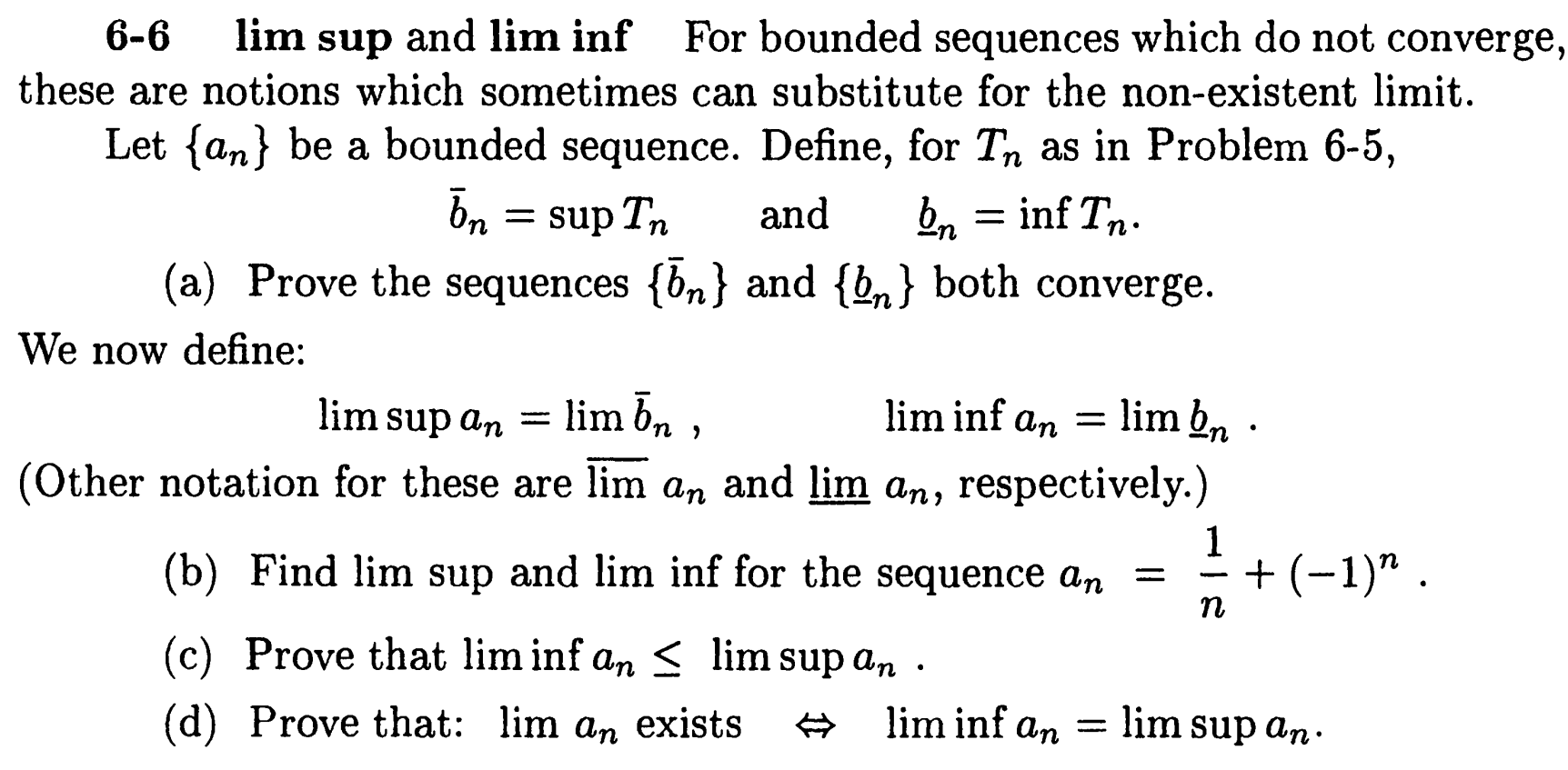 6-6 lim sup and lim inf For bounded sequences which | Chegg.com
