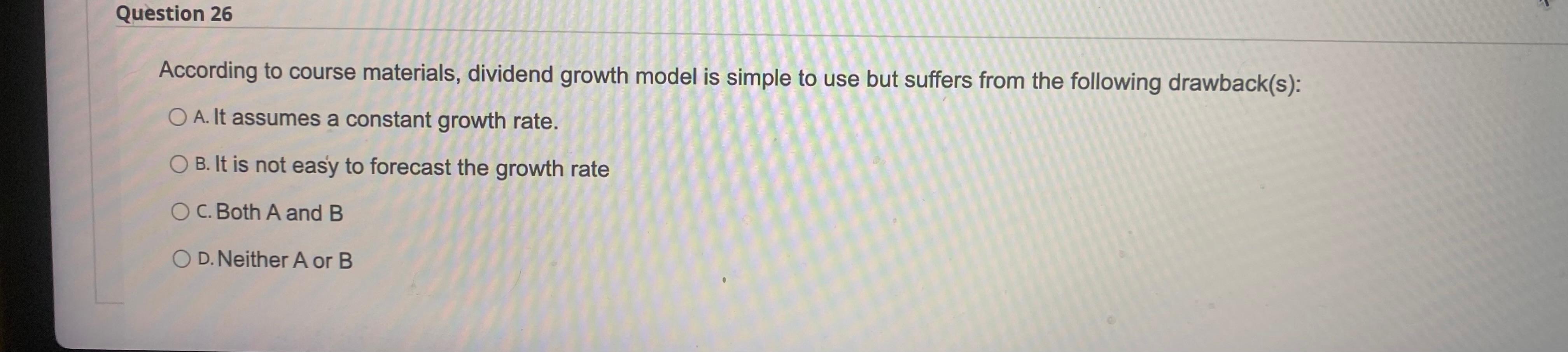 Solved According to course materials, dividend growth model | Chegg.com