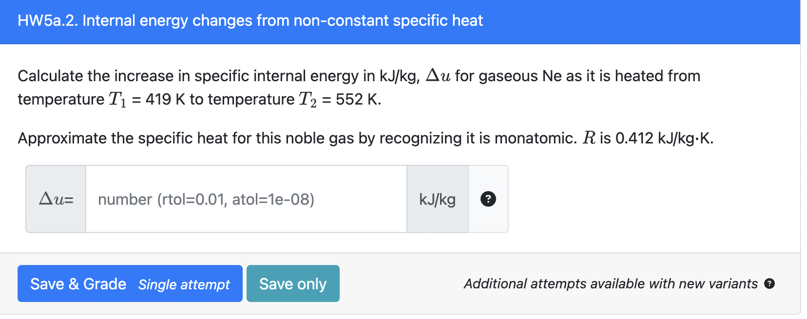 Solved Calculate the increase in specific internal energy in | Chegg.com