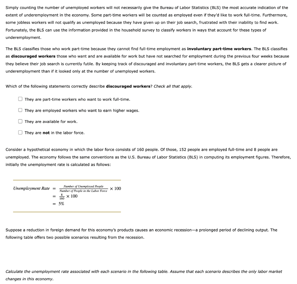 Solved Simply counting the number of unemployed workers will | Chegg.com