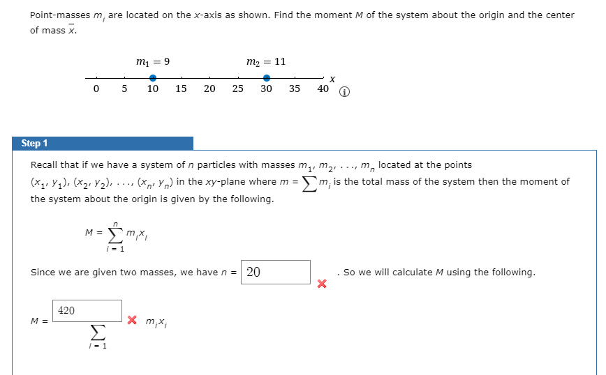 Solved Point-masses mi are located on the x-axis as shown. | Chegg.com