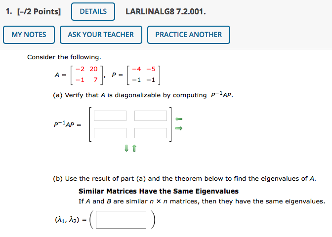 Solved 1. [-12 Points] DETAILS LARLINALG8 7.2.001. MY NOTES | Chegg.com