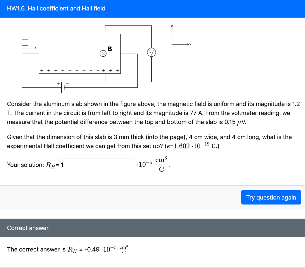Solved HW1.6. Hall coefficient and Hall field, + + + + + + + | Chegg.com