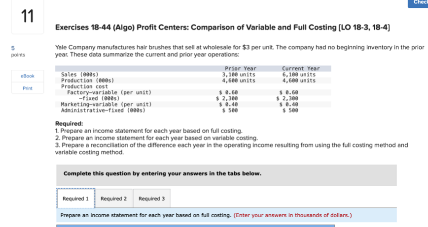 [Solved]: Exercises 18-44 (Algo) Profit Centers: Compariso