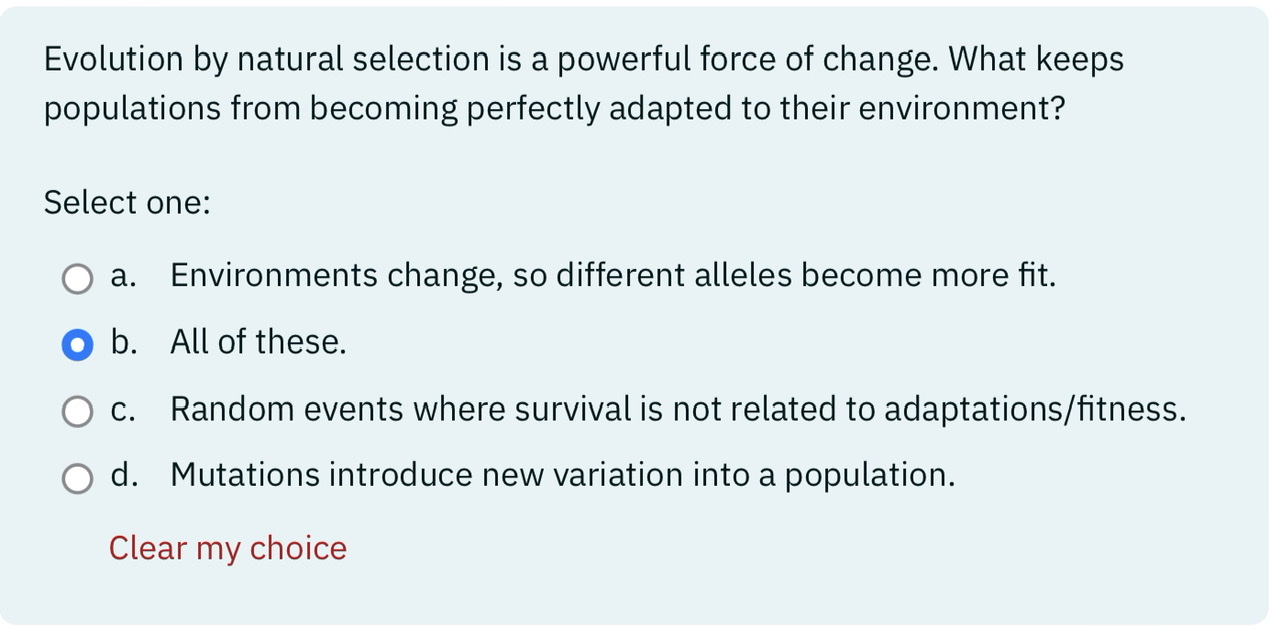 Solved Evolution by natural selection is a powerful force of | Chegg.com
