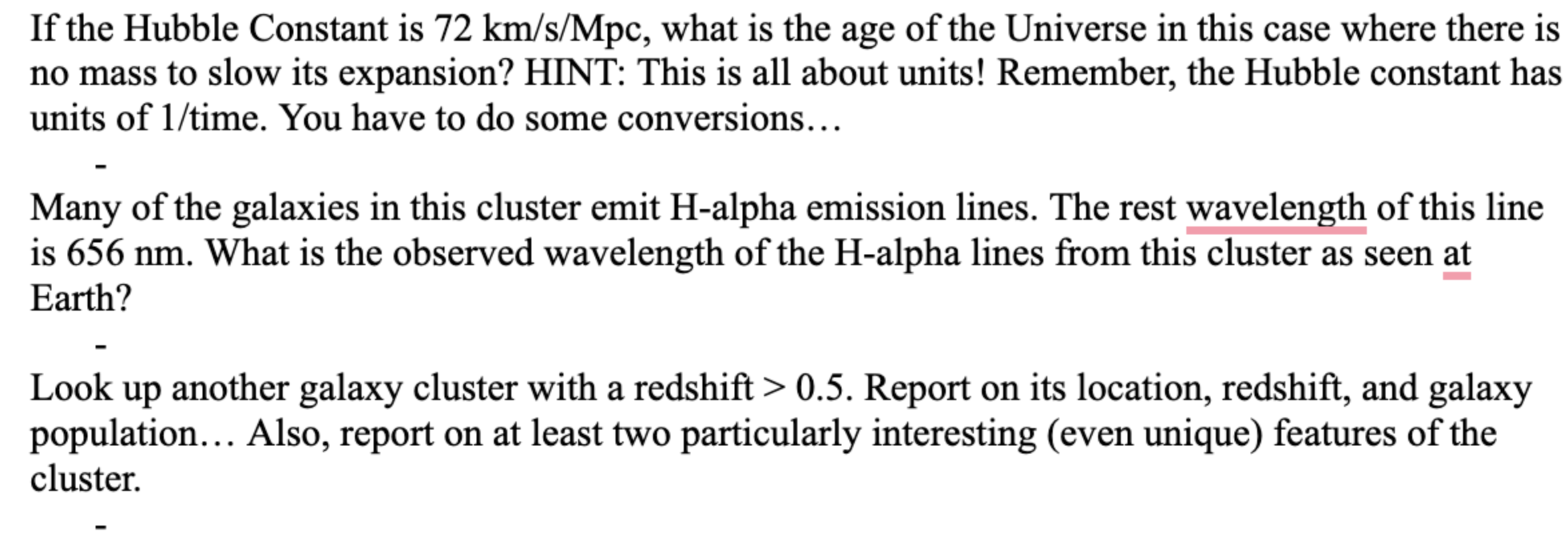 Solved If the Hubble Constant is 72 km/s/Mpc, what is the | Chegg.com