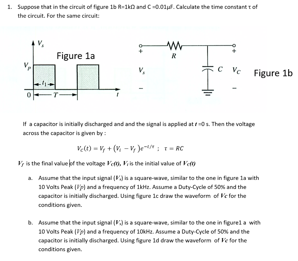 Solved 1. Suppose that in the circuit of figure 1b R=1k2 and | Chegg.com
