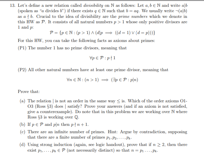 Solved 13. Let's define a new relation called divisibility | Chegg.com