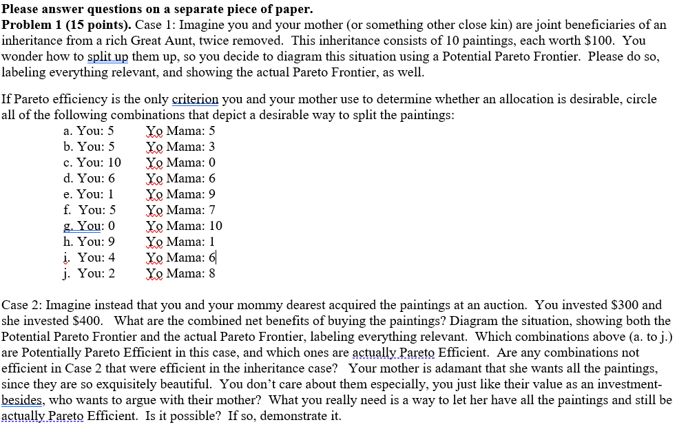 Solved Please answer questions on a separate piece of paper. | Chegg.com