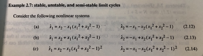 Solved Example 2.7: stable, unstable, and semi-stable limit | Chegg.com