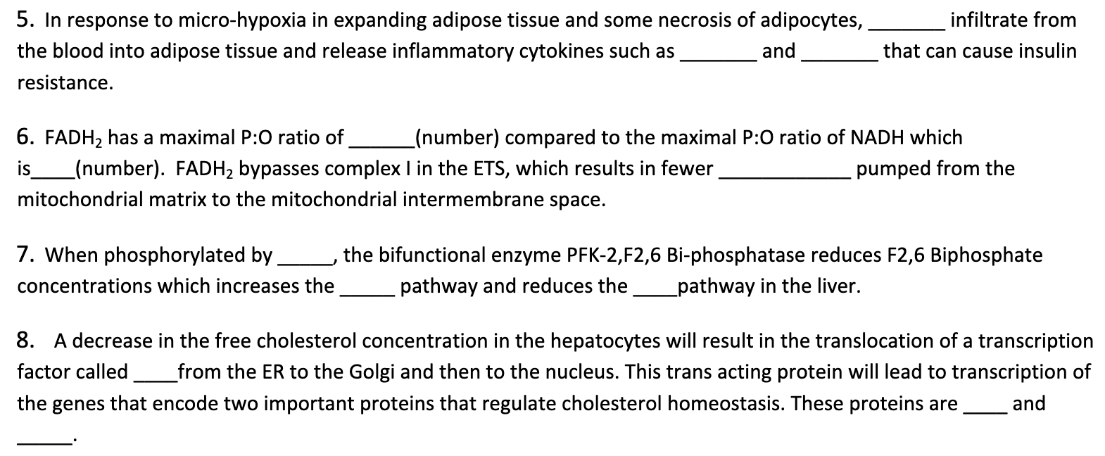 Solved 5. In response to micro-hypoxia in expanding adipose | Chegg.com