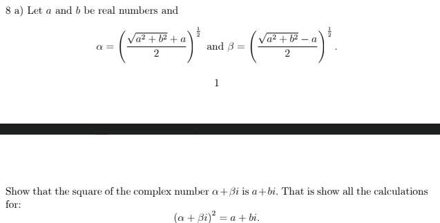 Solved 8 a) Let a and b be real numbers and -- (****) () + + | Chegg.com
