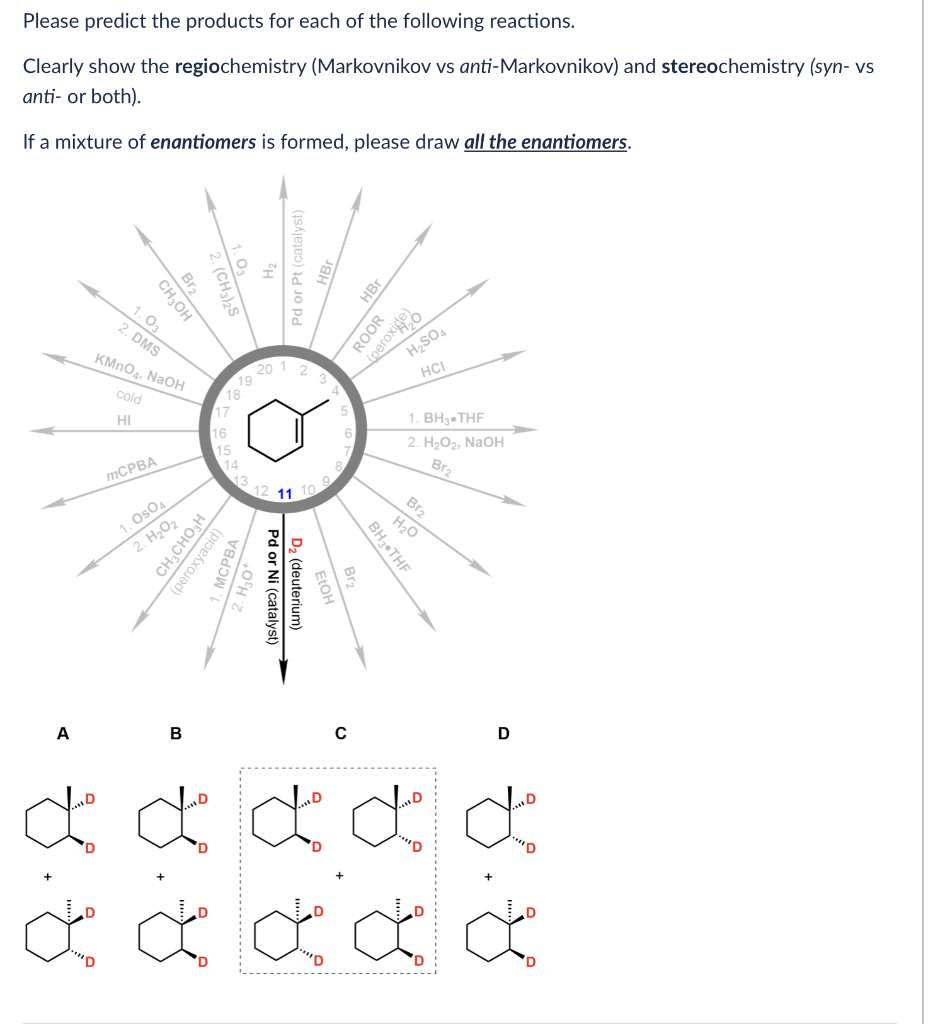 Solved Please predict the products for each of the following | Chegg.com