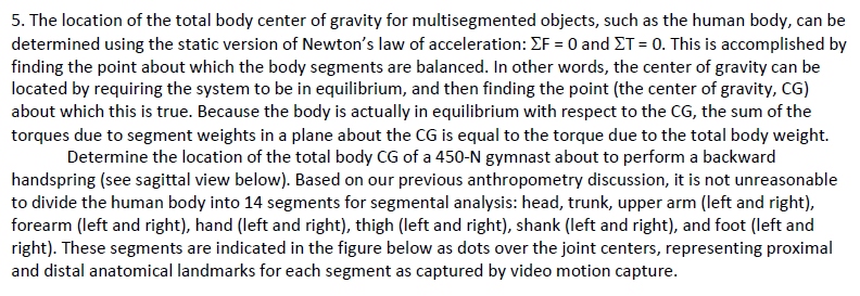 5. The location of the total body center of gravity | Chegg.com