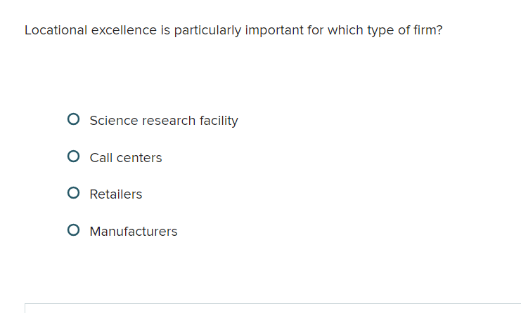 Solved Locational excellence is particularly important for | Chegg.com