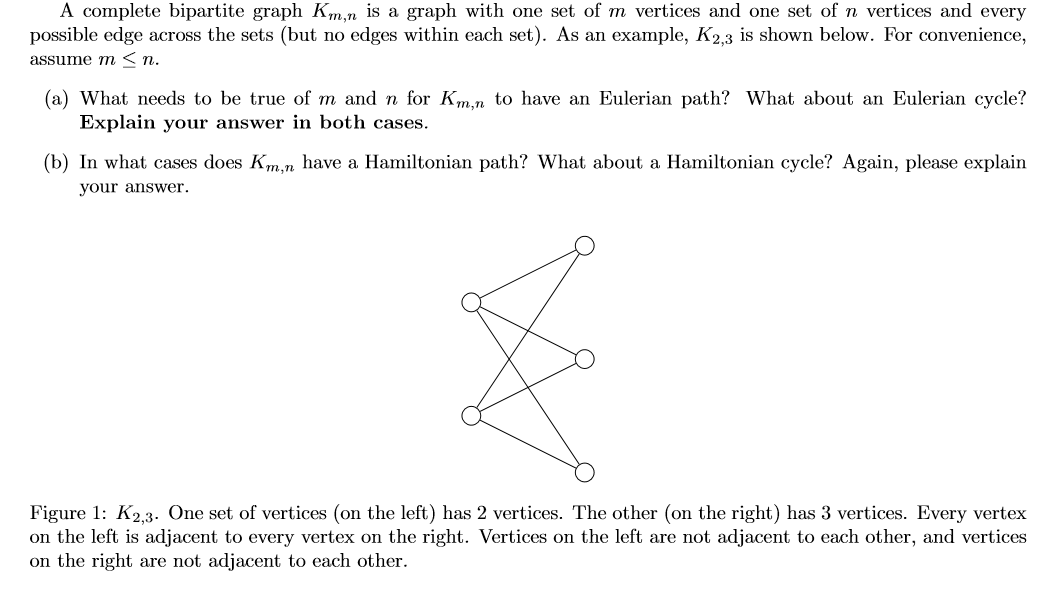 Solved A complete bipartite graph Km,n is a graph with one | Chegg.com