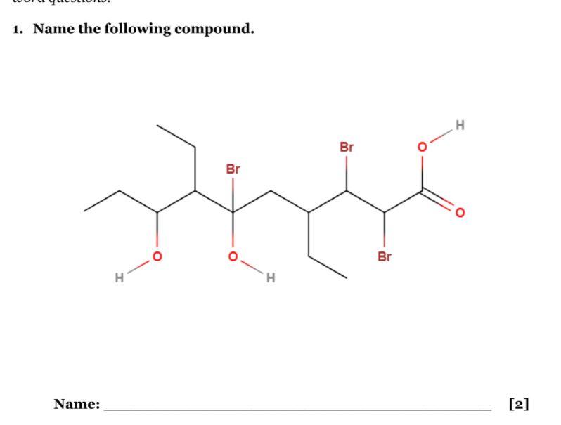 Solved 1. Name the following compound. H Br Br Br H H Name: | Chegg.com