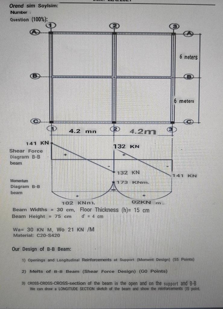 Solved Design B-B Beam: 1) Openings and Longitudinal | Chegg.com
