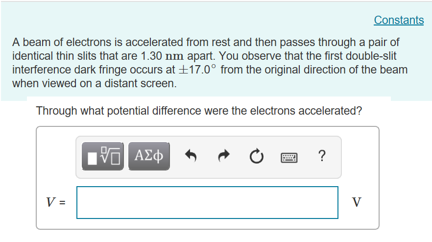 Solved Constants A Beam Of Electrons Is Accelerated From