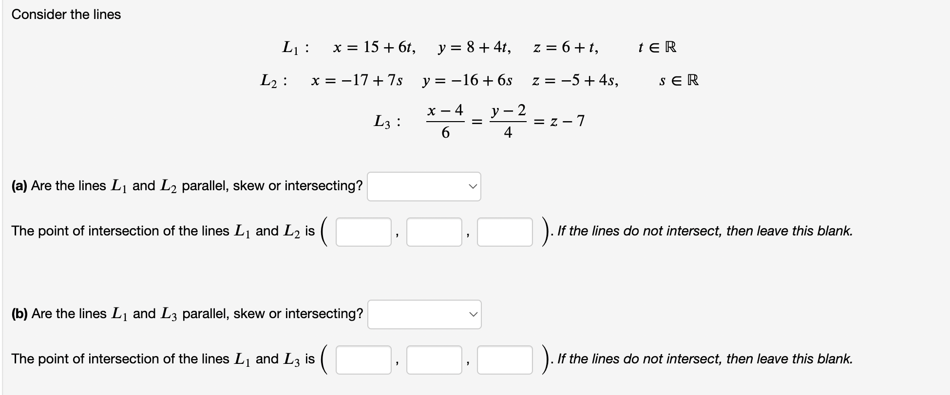 Solved Consider the lines | Chegg.com