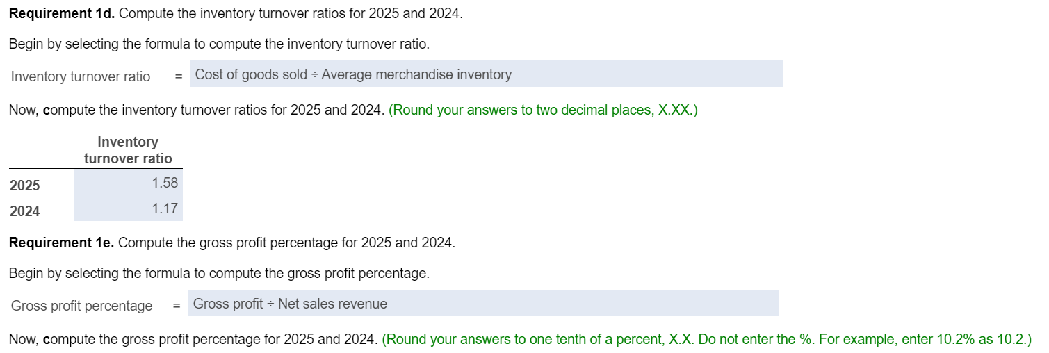 Solved Requirements 1. Compute the following ratios for 2025 | Chegg.com