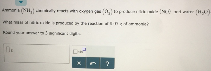 Solved Ammonia (NH3) chemically reacts with oxygen gas (O2) | Chegg.com
