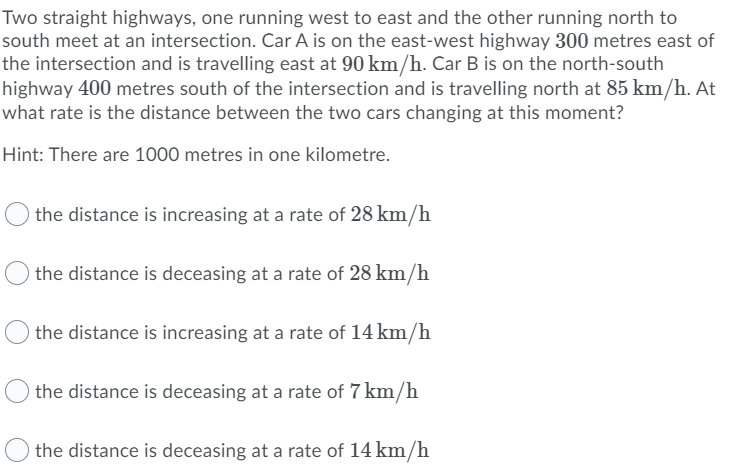 Solved Two straight highways, one running west to east and | Chegg.com