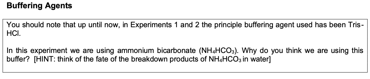 Buffering Agents You should note that up until now, | Chegg.com