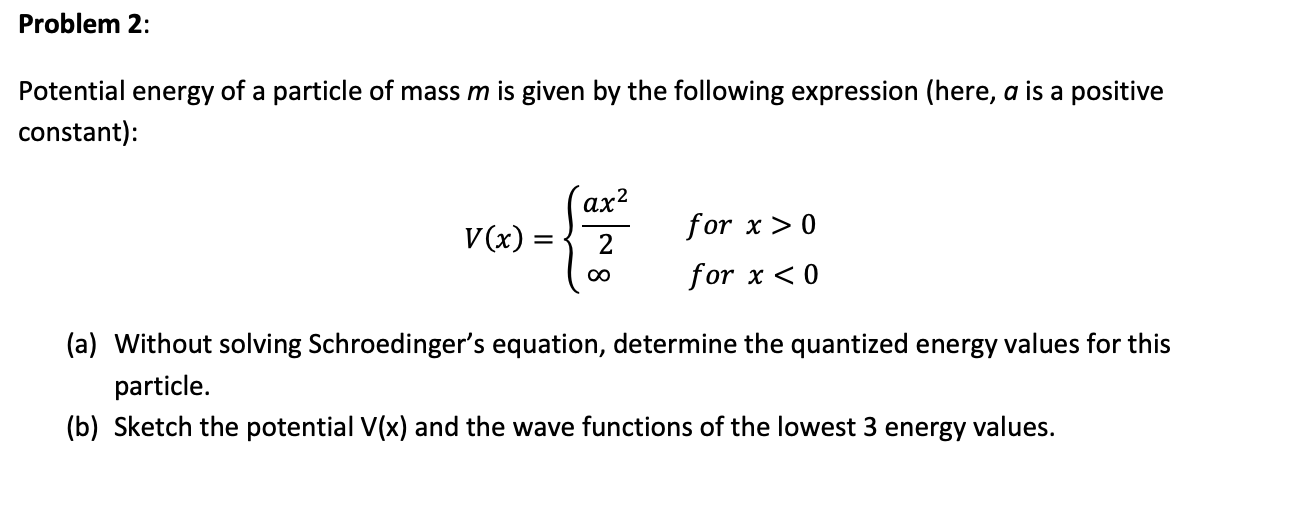 Solved Problem 2: Potential energy of a particle of mass m | Chegg.com