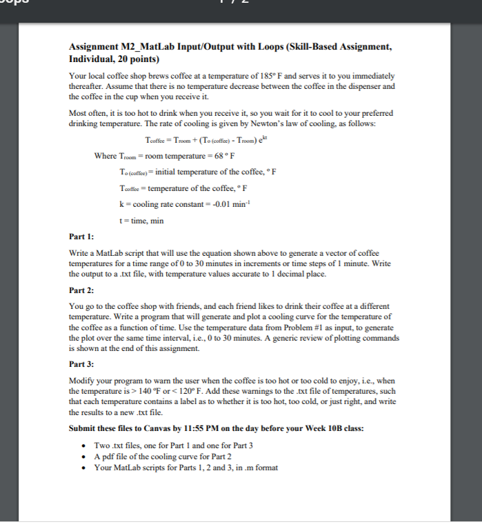Solved Assignment M2_MatLab Input/Output with Loops | Chegg.com