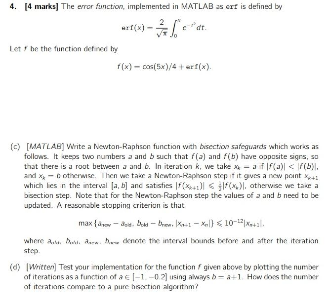 4. [4 marks) The error function, implemented in | Chegg.com