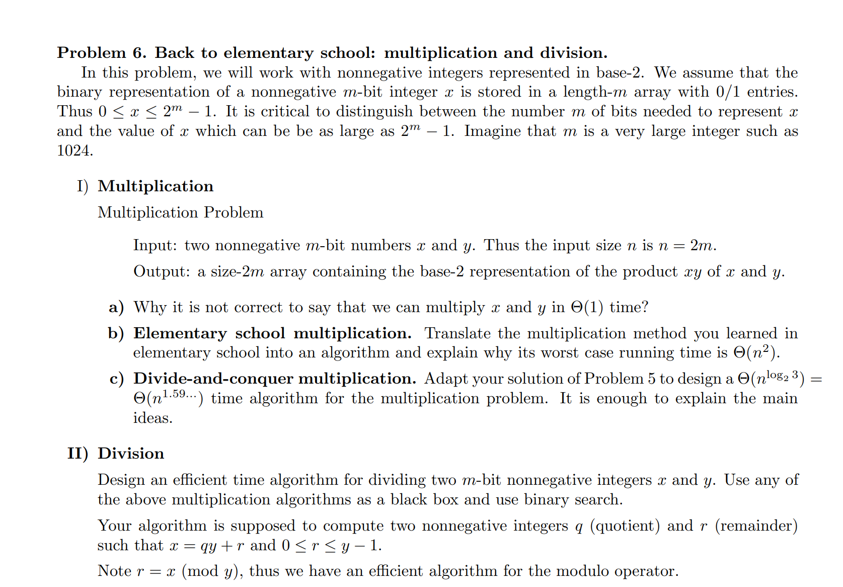 Solved Problem 6. Back to elementary school: multiplication | Chegg.com