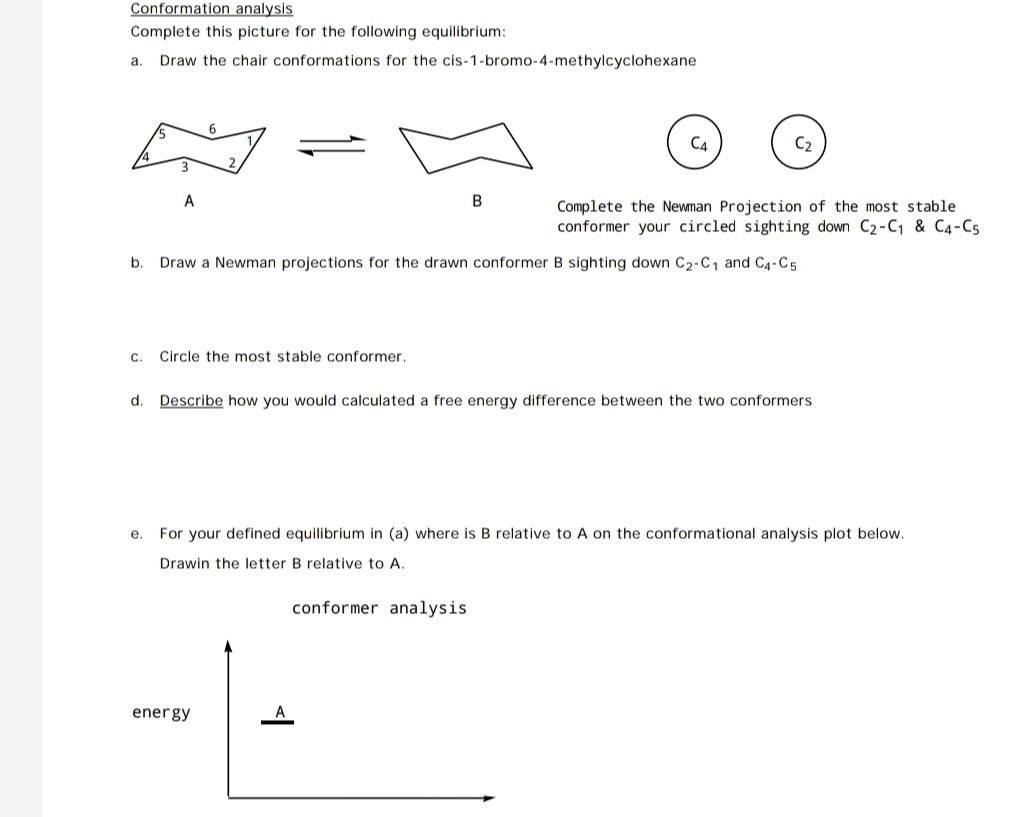 Solved Conformation analysis Complete this picture for the | Chegg.com