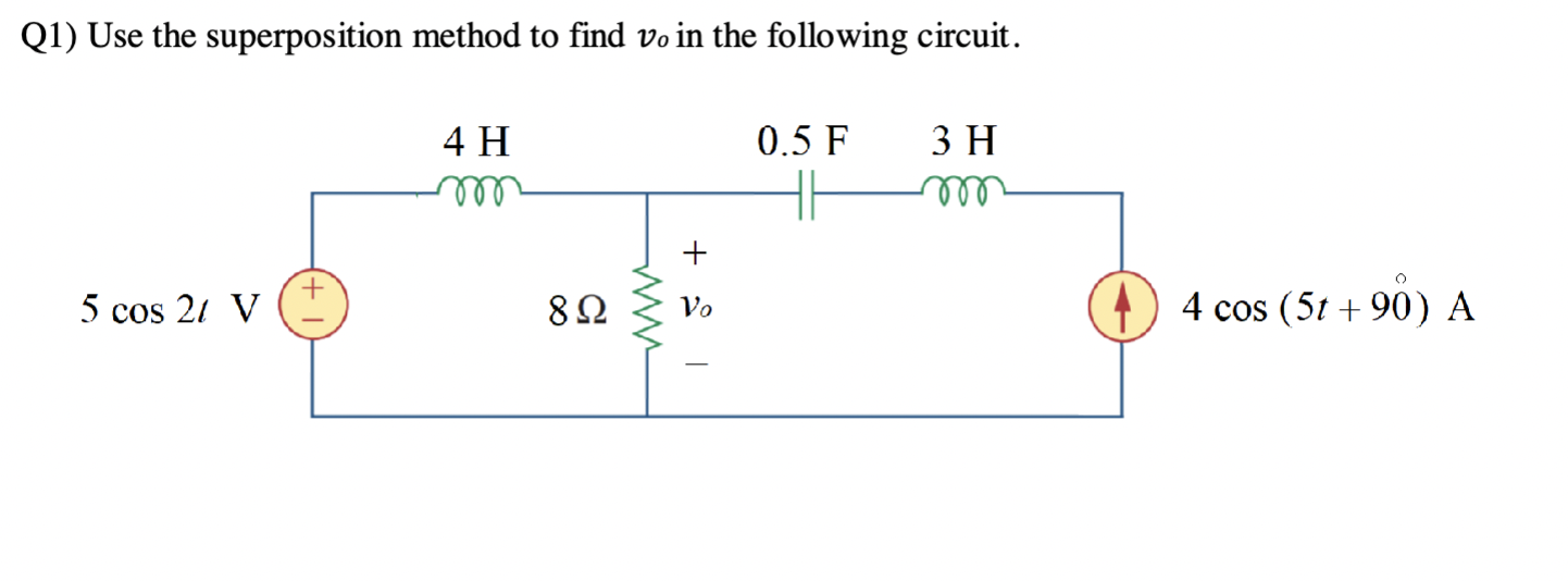 Solved Q1) Use the superposition method to find vo in the | Chegg.com