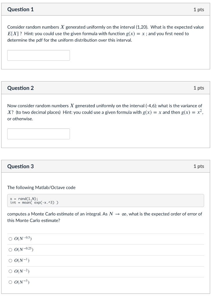 Solved It is about Monte Carlo integration in numerical | Chegg.com