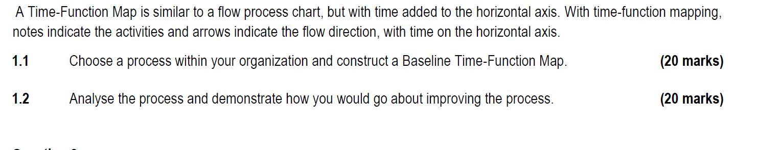 A Time-Function Map is similar to a flow process | Chegg.com