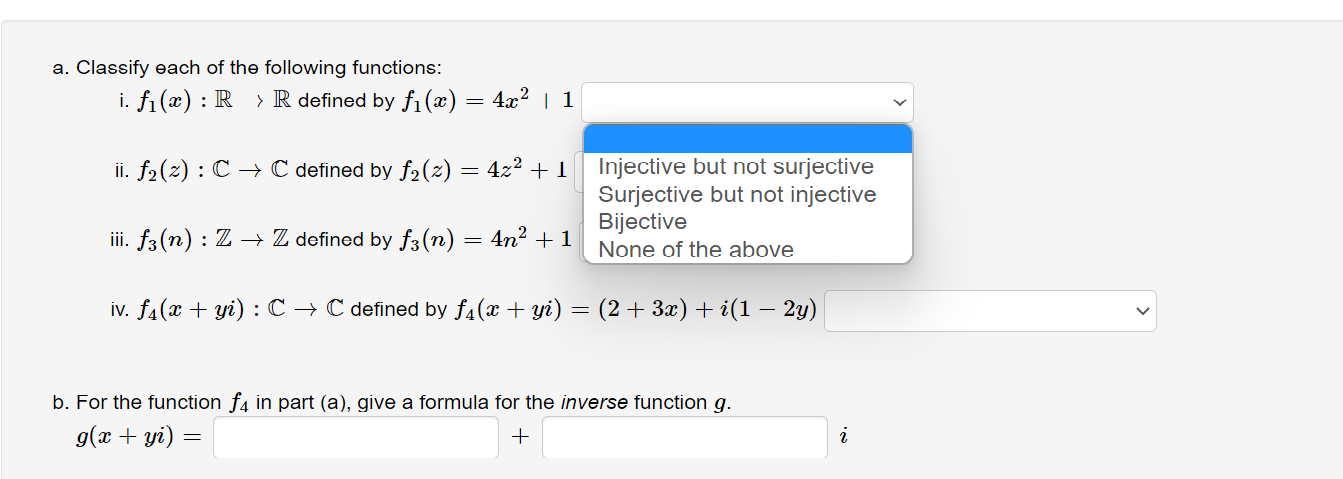 Solved a. Classify each of the following functions: i. | Chegg.com