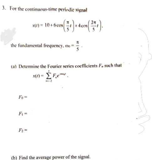 Solved 3. For the continuous-time periodic signal | Chegg.com