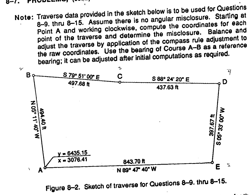 Solved Note: Traverse data provided in the sketch below is | Chegg.com