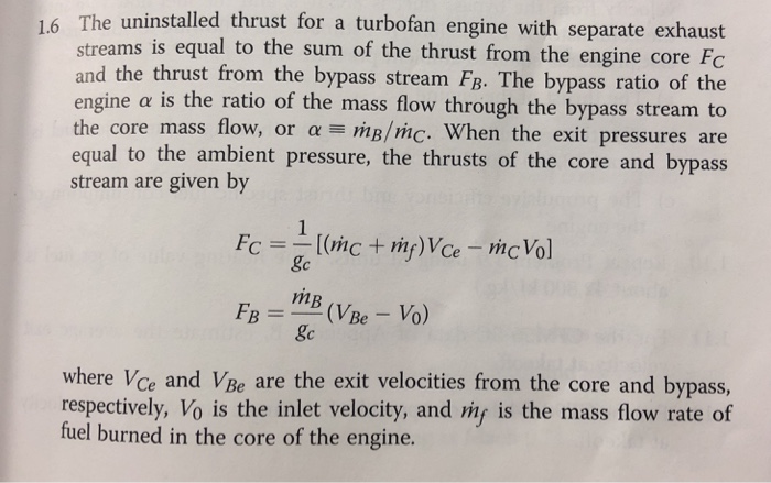 uninstalled thrust for a turbofan engine with | Chegg.com