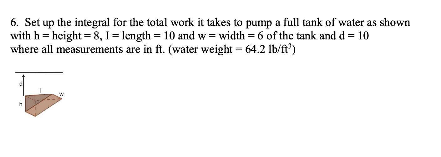 Solved 6. Set up the integral for the total work it takes to | Chegg.com