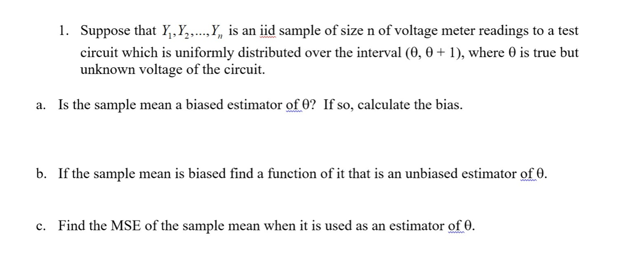 Solved 1. Suppose that Y,,Y..., Y, is an iid sample of size | Chegg.com